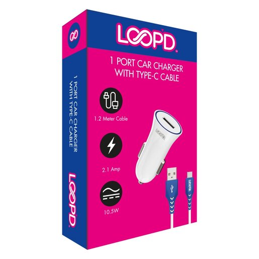 Loopd Car Charger Type C Cable | PnP