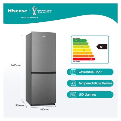 Hisense Inox 223L Bottom Freezer Fridge H310BI | PnP