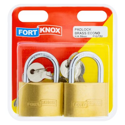 Fort Knox Brass Econo Padlock Keyed Alike 50mm 2 Pack | Smart Price ...