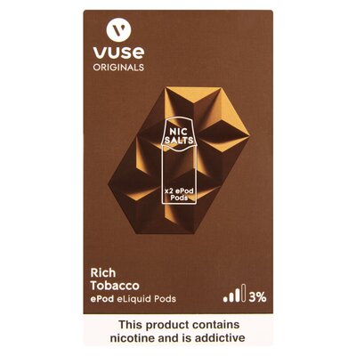 Vuse E-Pod Rich Tobacco 3% Nicotine Salt E-Liquid Replacement Pods 2 ...