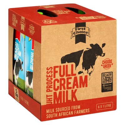 First Choice UHT Full Cream Milk 6 x 1L | PnP