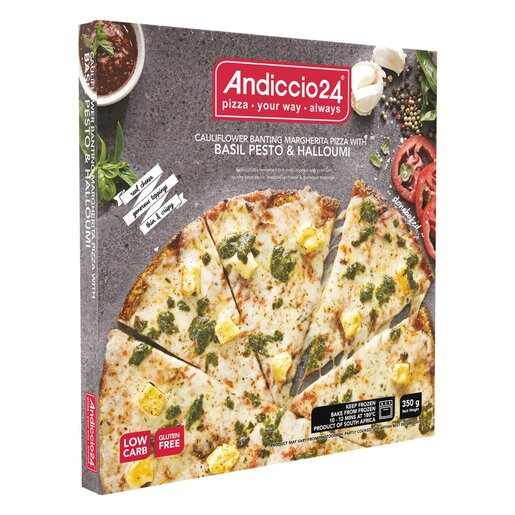Andiccio24 Frozen Cauliflower Banting Margherita Pizza with Basil Pesto & Halloumi 260g | PnP