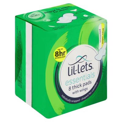 Lil-lets Essentials Unscented Thick Pads With Wings 8 Pack | Smart ...