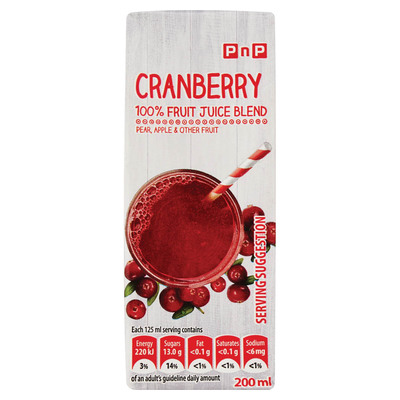 PnP 100% Long Life Juice Cranberry 200ml | PnP