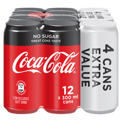 Coca-Cola No Sugar Soft Drink Cans 12 x 300ml | PnP