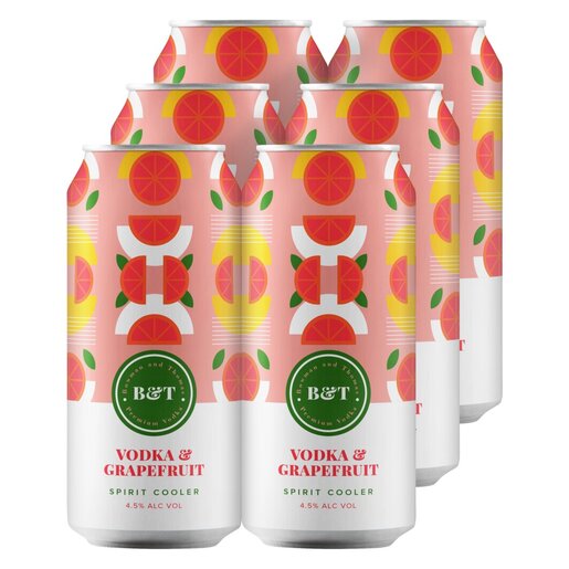 B&T Vodka & Grapefruit Spirit Cooler 6 x 440ml | PnP