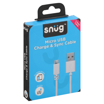 Snug White USB to Micro USB Cable 2m | PnP