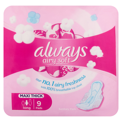 Always Maxi Cotton Long Pads 9 Pack | PnP