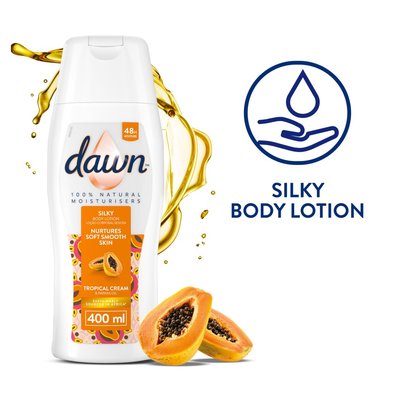 Dawn Tropical Cream & Papaya Oil Silky Body Lotion for Soft Skin 400ml ...
