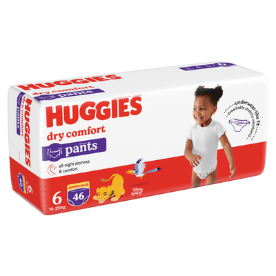 Huggies Dry Comfort Pants Size 6 Jumbo Pack 46 Pants | PnP