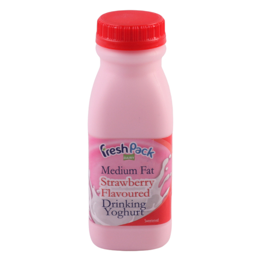 Fresh Pack Medium Fat Strawberry Flavoured Drinking Yoghurt 250ml | PnP