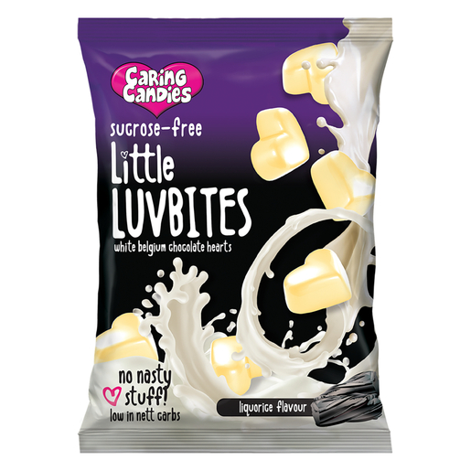 Caring Candies Liquorice White Chocolate Hearts | PnP
