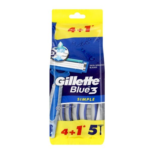 Gillette Blue3 Simple Razor 4 + 1 Cartridges 5ea | PnP
