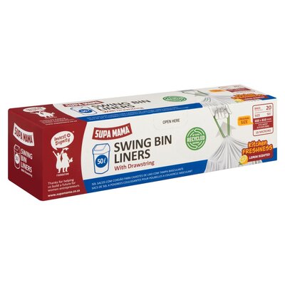 Supa Mama Lemon Scented Swing Bin Liners with Drastring 660mm x 810mm ...