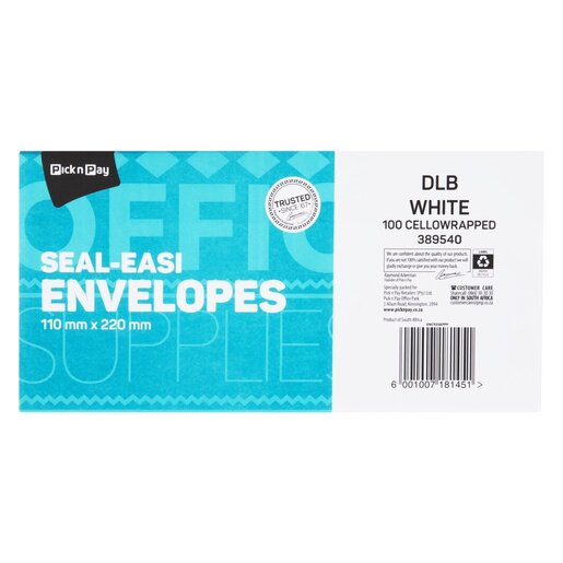 PnP Double White Stick Easi Envelopes 100 Pack | Smart Price Specials ...