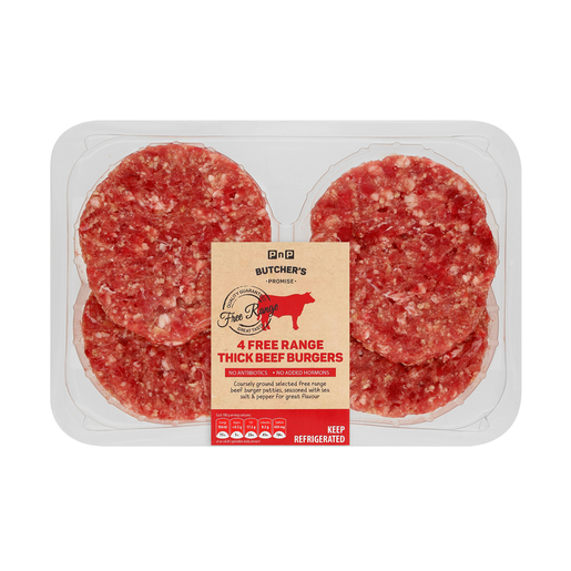 PnP Free Range Thick Burgers 4 Pack | PnP
