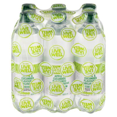 Live Well Apple & Cucumber Flavoured Sparkling Drink 500ml x 6 | PnP