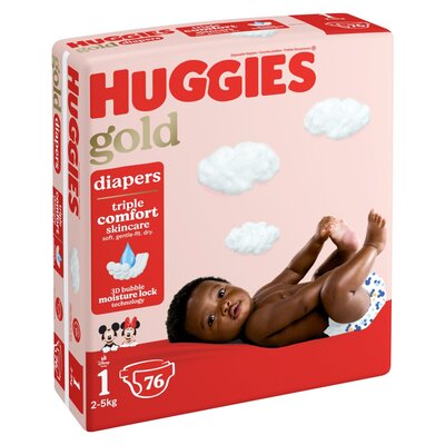 Huggies Gold Size 1 Value Pack, 76 Nappies | PnP