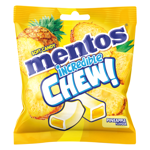 Mentos Incredible Chew Soft Sweet Candy Pineapple Flavor 18 Pieces ...