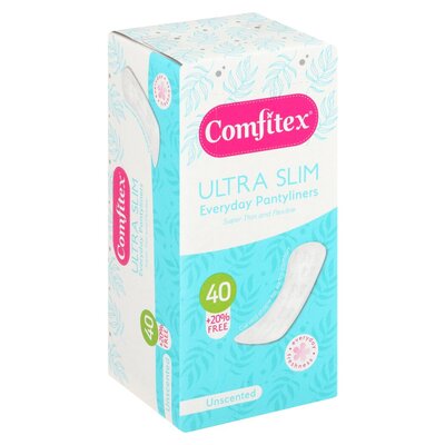 Comfitex Ultra Slim Pantyliner Unscented 40 Pack | PnP
