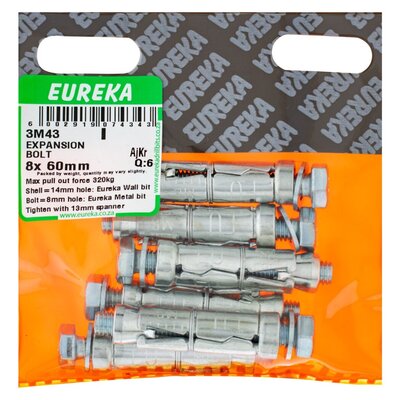 Eureka Expansion Bolt 8 x 60mm 6 Pack | PnP