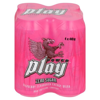 Power Play Sugar Free Raspberry Energy Drink 4 x 440ml | PnP