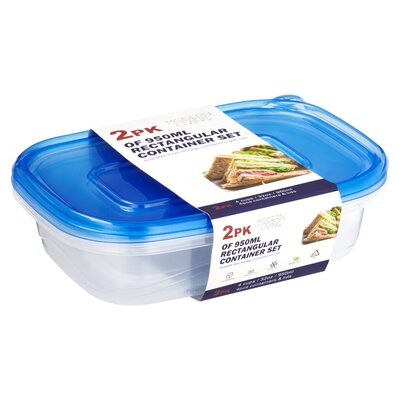 Modern Living Polypropylene Rectangular Containers with Lids 950ml 2 ...