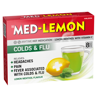 Med-Lemon Hot Medication Lemon Menthol With Vitamin C 8 Sachets | PnP