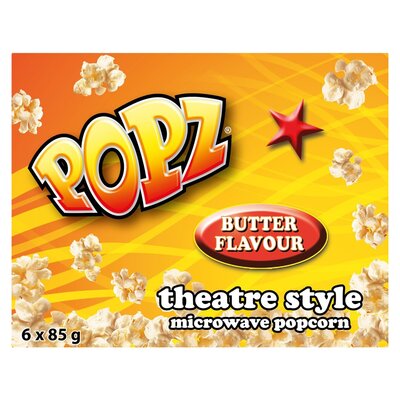 Popz! Butter Flavoured Microwave Popcorn 6 x 85g | PnP