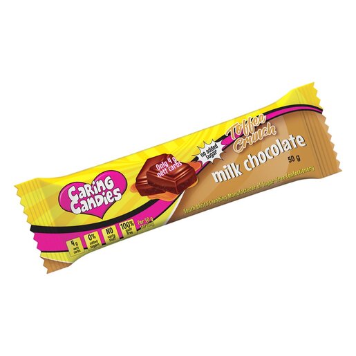 Caring Candies Sucrose Free Milk Chocolate With Toffee Crunch 50g | PnP