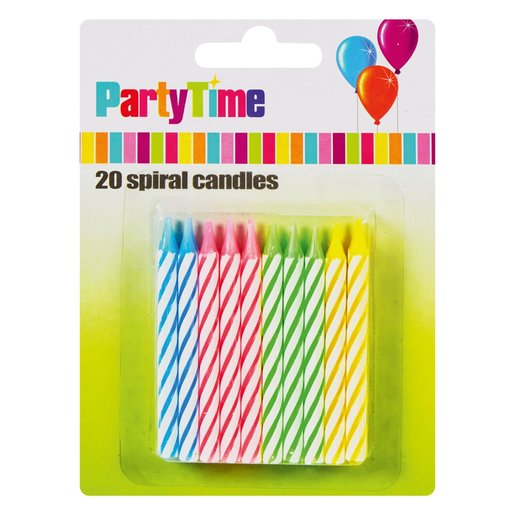 Party Time Spiral Birthday Candles 20 Pack | PnP