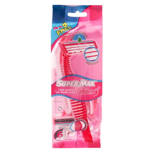 Super-Max Triple Confidence Pink Womens Razors 4ea | PnP