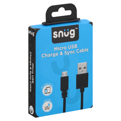 Snug Black USB to Micro USB Cable 1.2m | PnP
