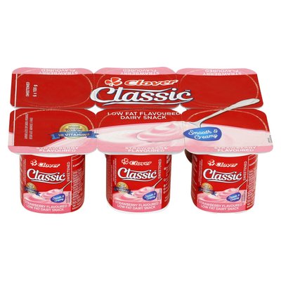 Clover Low Fat Smooth Strawberry Dairy Snack 6 x 100g | Smart Price ...
