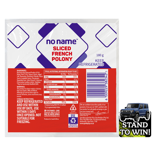 No Name Sliced French Polony 180g | PnP