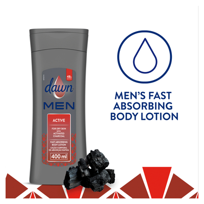 Dawn Men Active Fast Absorbing Body Lotion for Dry Skin 400ml | PnP