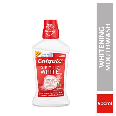 Colgate Optic White Fresh Mint Mouthwash, Whitening 500ml | Smart Price ...