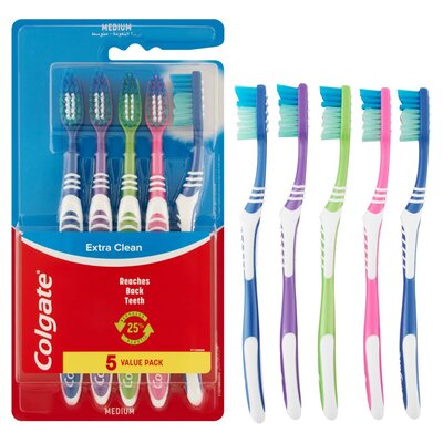 Colgate Extra Clean Medium Toothbrush 5 Pack | PnP