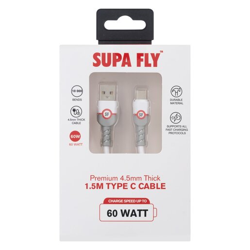 Supa Fly Premium Type C Cable 4.5mm x 1.5m | PnP