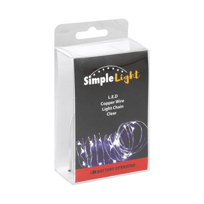 Simple Light 20 Led Copper Wire Clear Light Chain Battery Operated | PnP