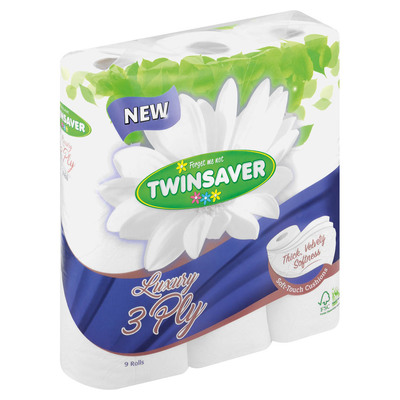 Twinsaver Toilet Paper 3 Ply White 200 Sheets 9s | PnP