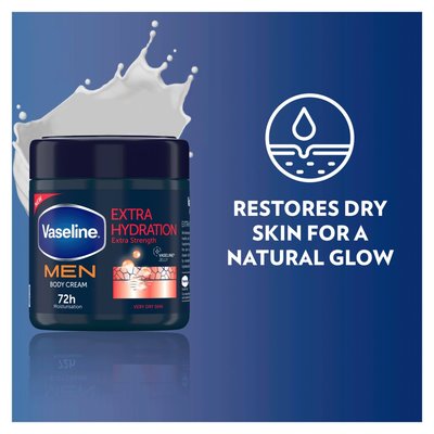 Vaseline Men Extra Hydration Moisturizing Body Cream for Very Dry Skin ...
