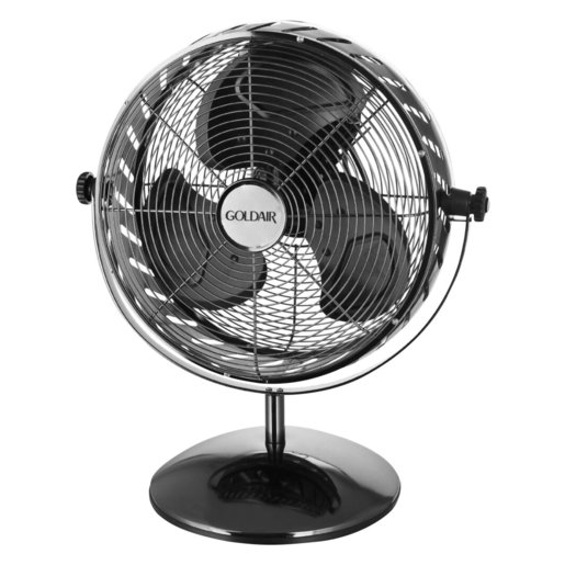 Goldair Metal Desk Fan 12" Black | PnP