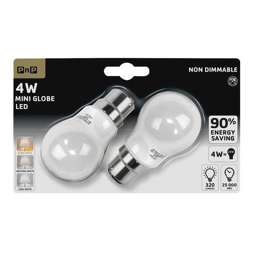 Pnp 4w Es Led Mini Globe Blister Pack2ea | PnP