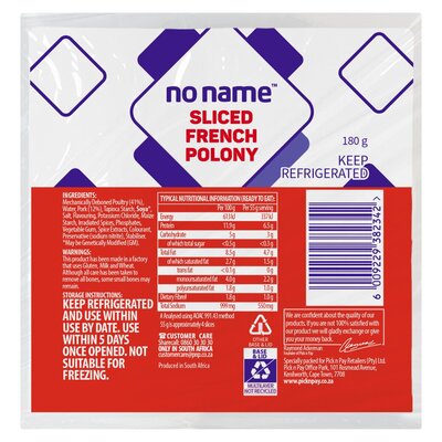 No Name Sliced French Polony 180g | PnP