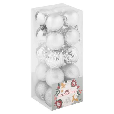 Santa's Village Silver Baubles 60mm 20 Pack | PnP
