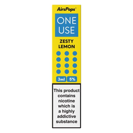 AirsPops One Use Zesty Lemon 5% Nicotine Salt Disposable Vape 2 Pack | PnP