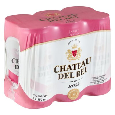 Chateau Del Rei Sparkling Semi Sweet Perle Rosé Wine Can 250ml x 6 ...
