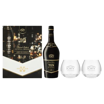 KWV 10 Year Old Bandy 750ml With Complimentary Glasses | PnP