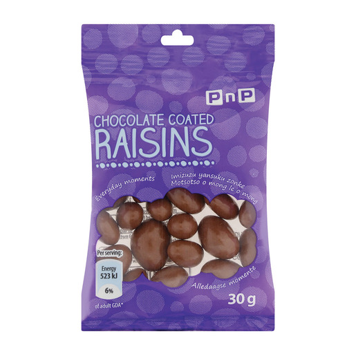 PnP Chocolate Coated Raisins Strips 4 x 30g | PnP